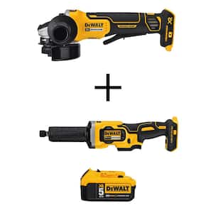DEWALT 20V MAX XR Cordless Brushless 4-1/2 in. Paddle Switch Small Angle Grinder with 20V 5.0Ah ...