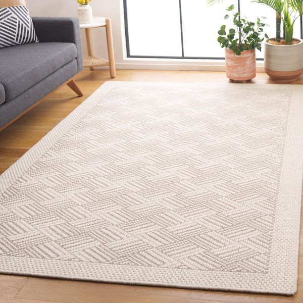 SAFAVIEH Palm Beach 8 ft. x 10 ft. Ivory Modern Diamond Area Rug ...