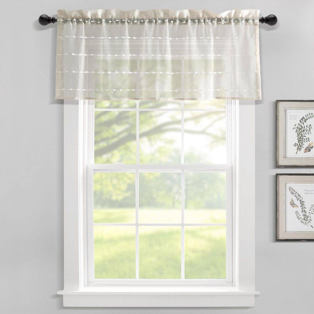 HOMEBOUTIQUE Farmhouse Textured Sheer Valance Beige Single 52x18+2 ...