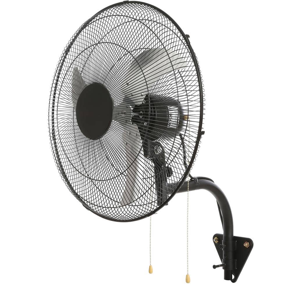 SKYSHALO Wall Mount Fan, 20 in. Black 3-speed High Velocity Max. 4,650 ...