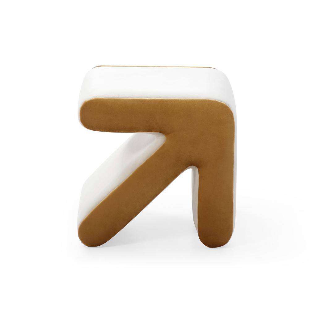 N/A Beige plus Gold Modern Upholstered Velvet Square Arrow Ottoman for ...