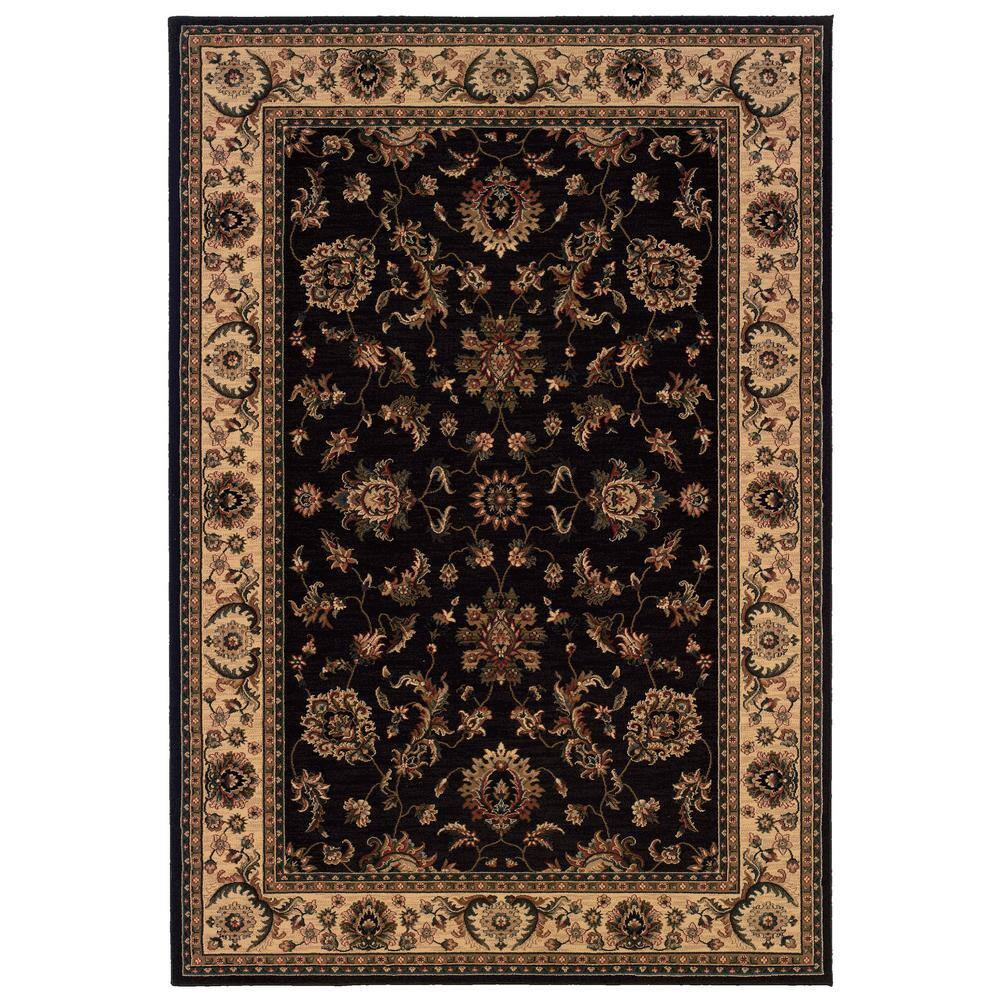 AVERLEY HOME Alyssa Black/Ivory 8 ft. x 8 ft. Square Traditional Area ...
