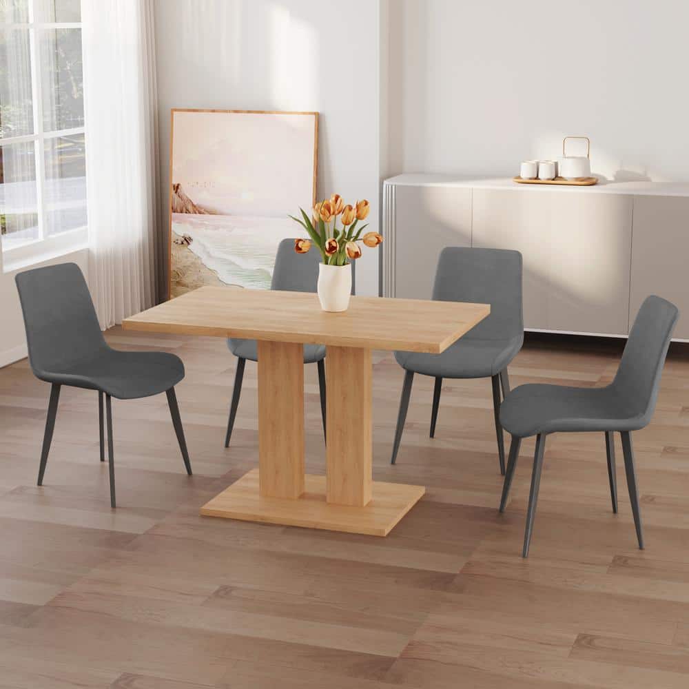 GOJANE 5-Piece Rectangle OAK MDF Table Top Dining Room Set Seating 4 ...