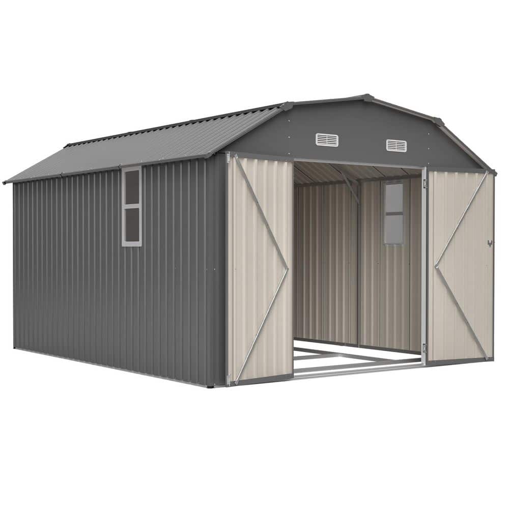 Sudzendf 10 ft. x 12 ft. Durable and Stable Metal Storage Shed for Backyard Patio (120 sq. ft ...