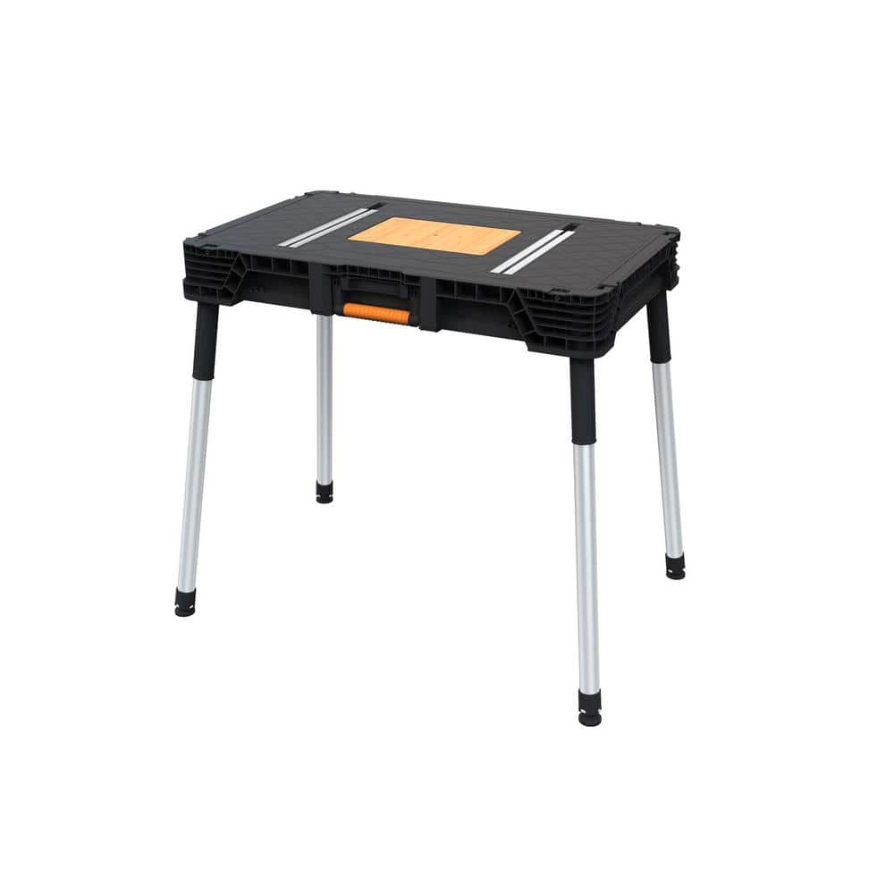 RIDGID 22 in. W x 34.6 in. D Portable Work Table with Plastic Top and ...