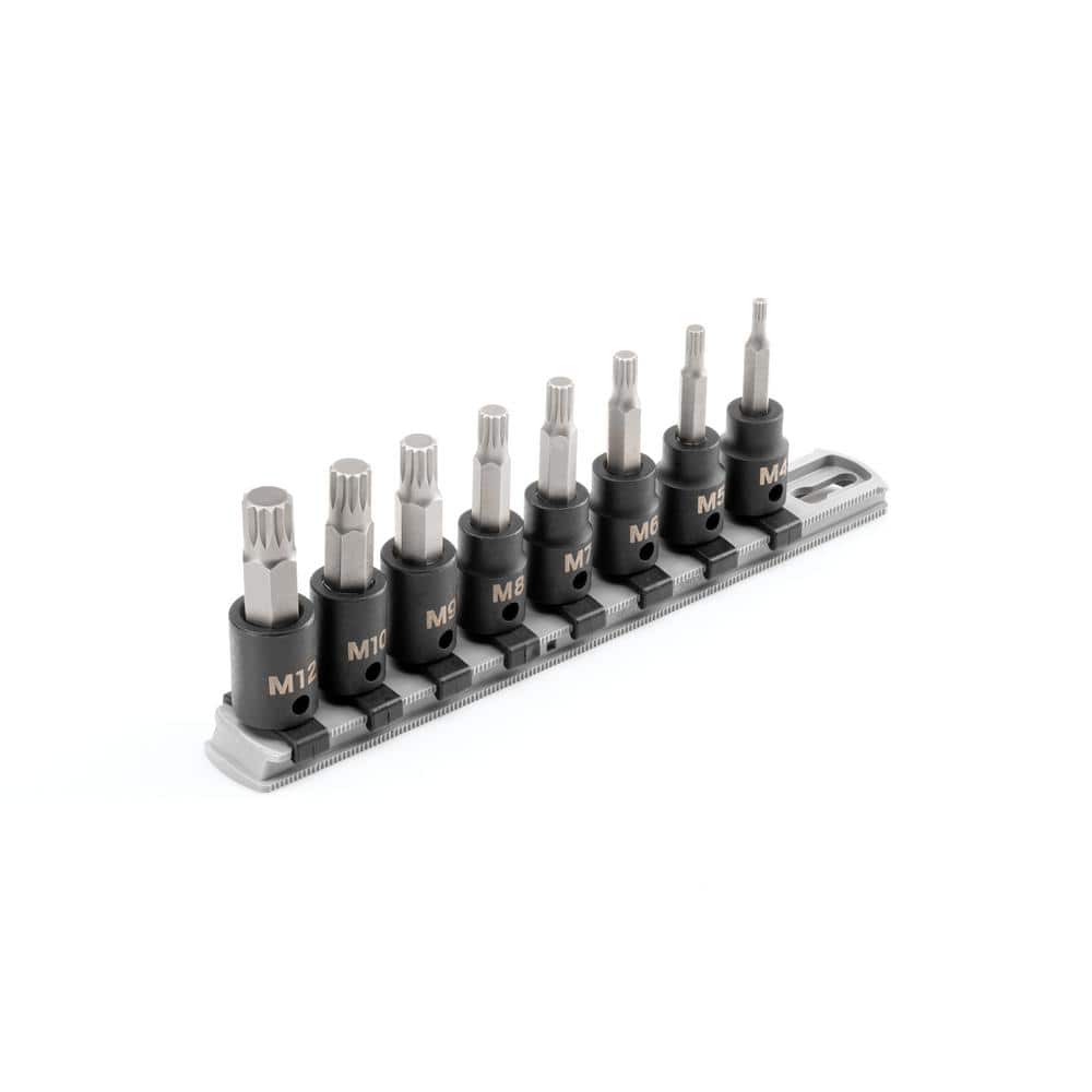 TEKTON 3/8 in. Drive Triple Square Impact Bit Socket Set with Rail, 8 ...