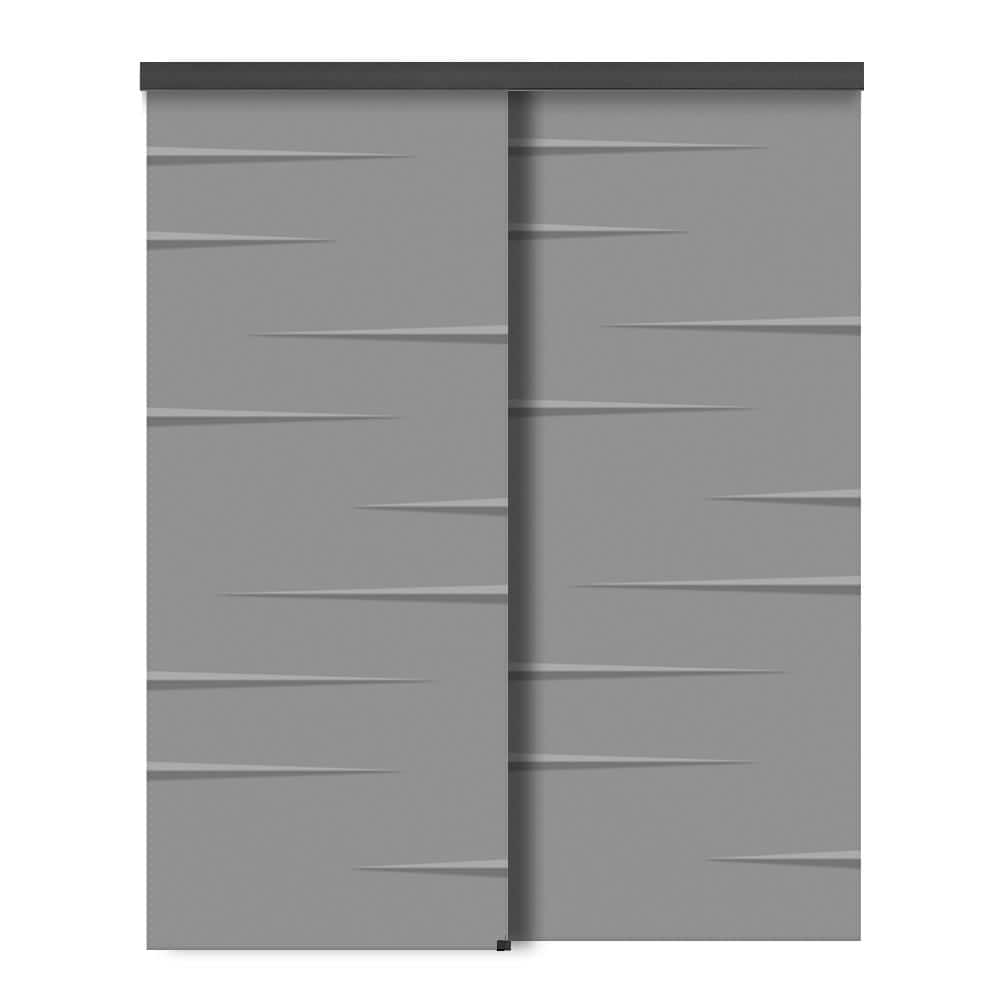CALHOME 72 in. x 96 in. Hollow Core Light Gray Stained Composite MDF ...