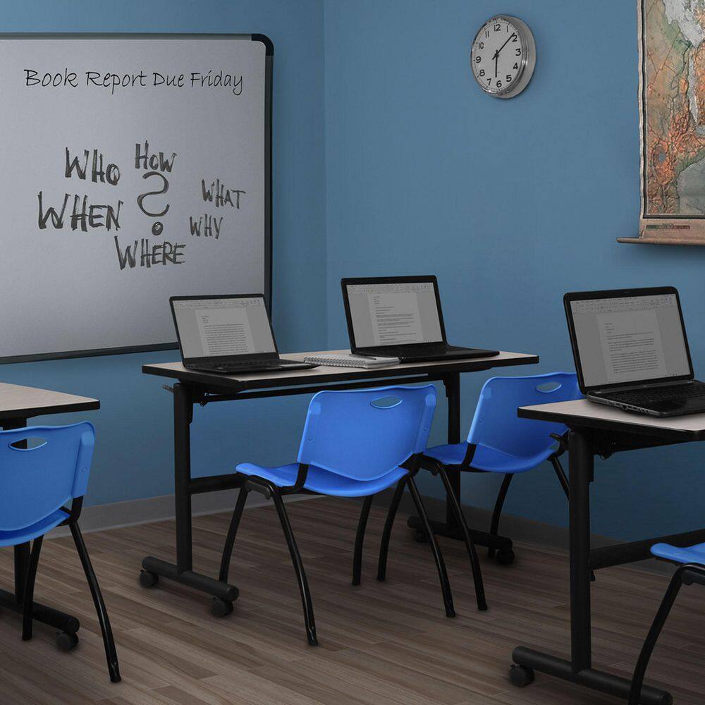 Regency Kobe 48 in x 24 in. Maple Flip-Top Training Nesting Table Desk ...