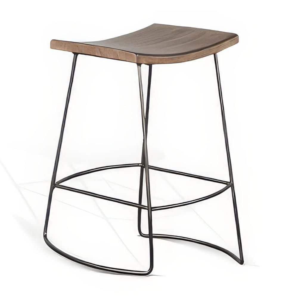 Benjara Yael Brown and Black Wood Frame Counter Stool (Set of 2 ...