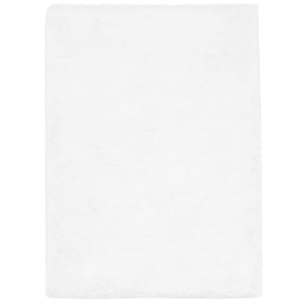 Nourideaux White 8 ft. x 10 ft. Large Rug Fluffy Fuzzy Faux Rabbit Fur ...