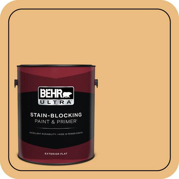 BEHR ULTRA 1 gal. #310D-4 Gold Buff Flat Exterior Paint & Primer 485401 ...