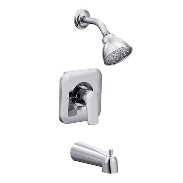 MOEN Rizon 1-Handle 1-Spray Posi-Temp Tub and Shower Faucet Trim Kit in Chrome (Valve Not ...