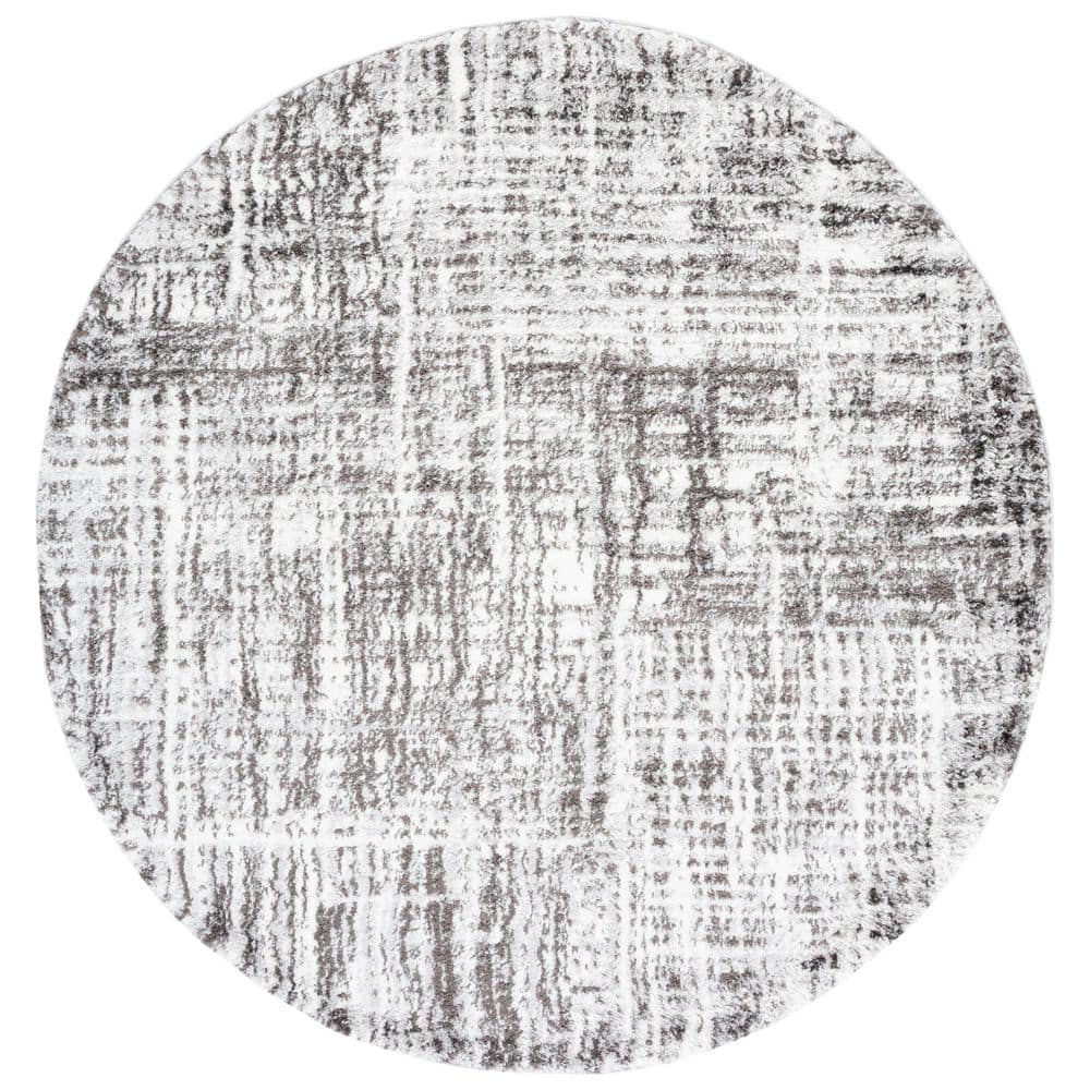 SAFAVIEH Berber Shag 8 ft. x 8 ft. Gray/Dark Gray Abstract Striped ...