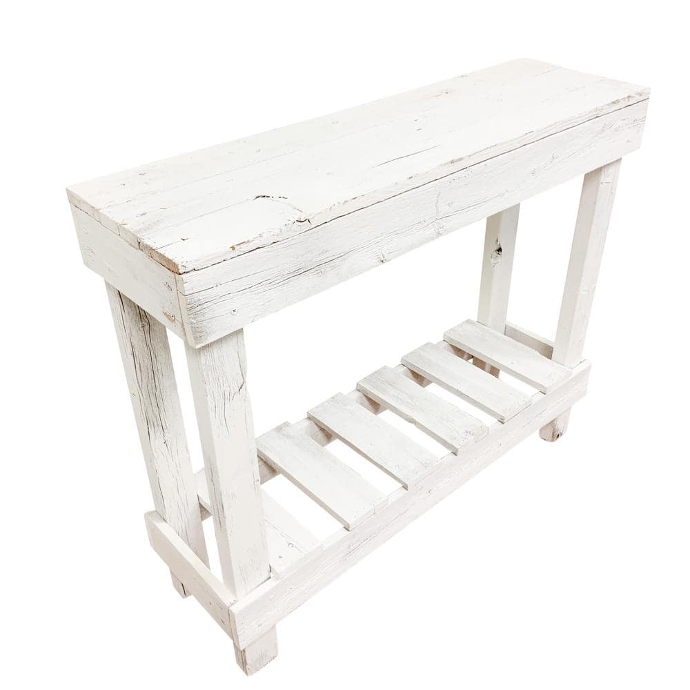 Del Hutson Designs Distressed White Standard Rectangle Wood Console ...