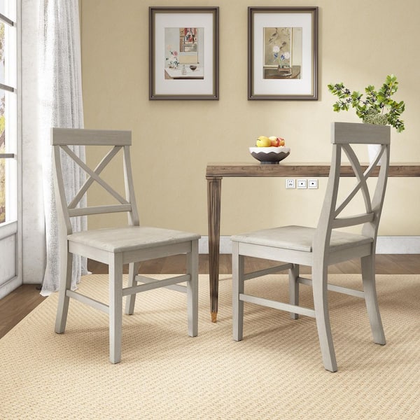 Harper & Bright Designs Light Gray Wash Farmhouse Solid Acacia Wood ...