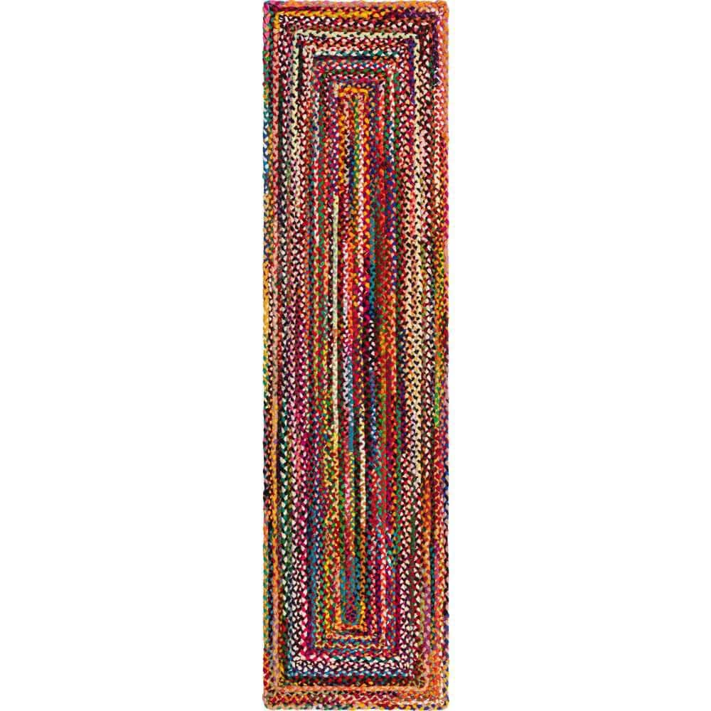 Unique Loom Braided Chindi Layer Multi 2 ft. 7 in. x 10 ft. Area Rug ...