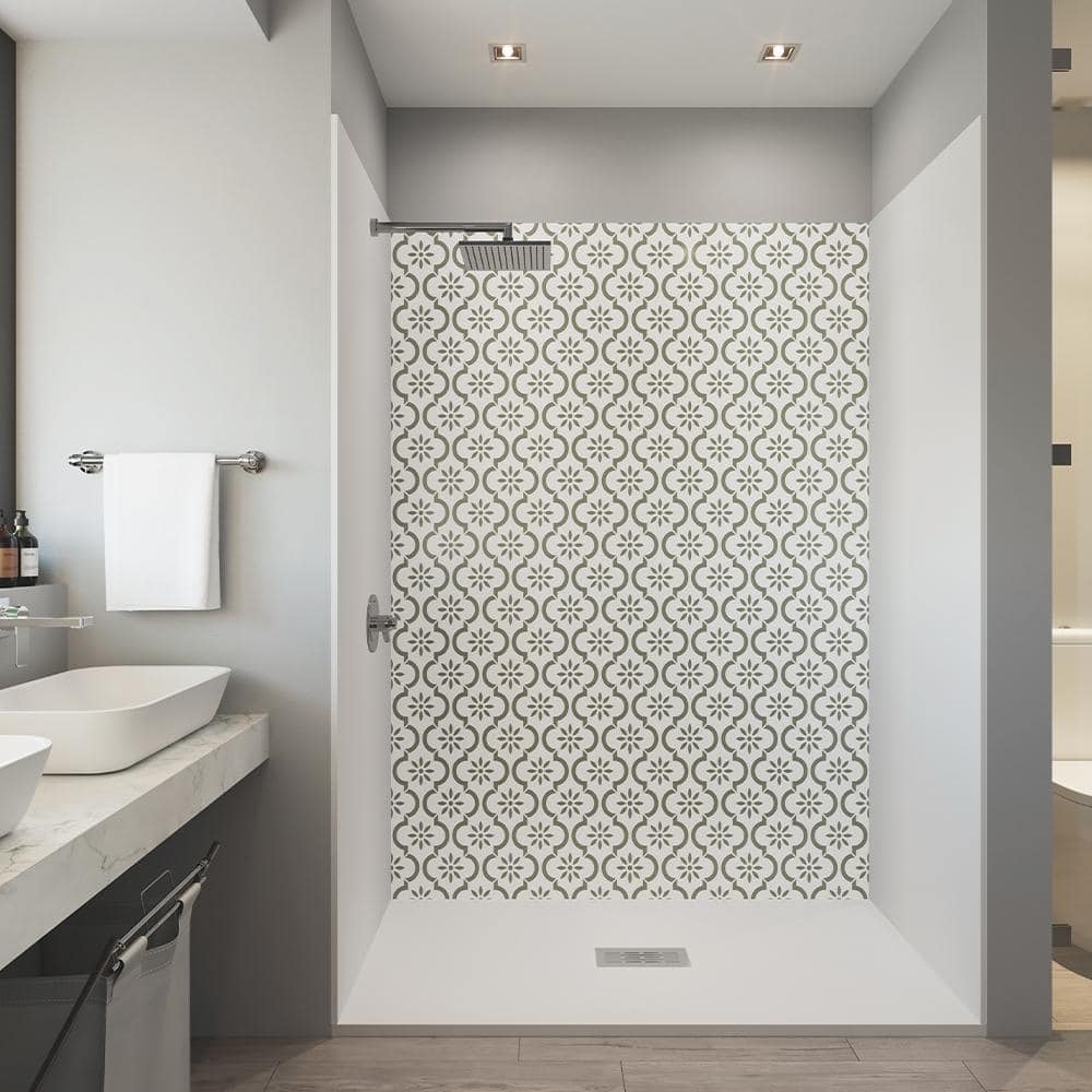 CASTICO Floral Sage 32 in. x 60 in. x 84 in. Solid Composite Stone ...