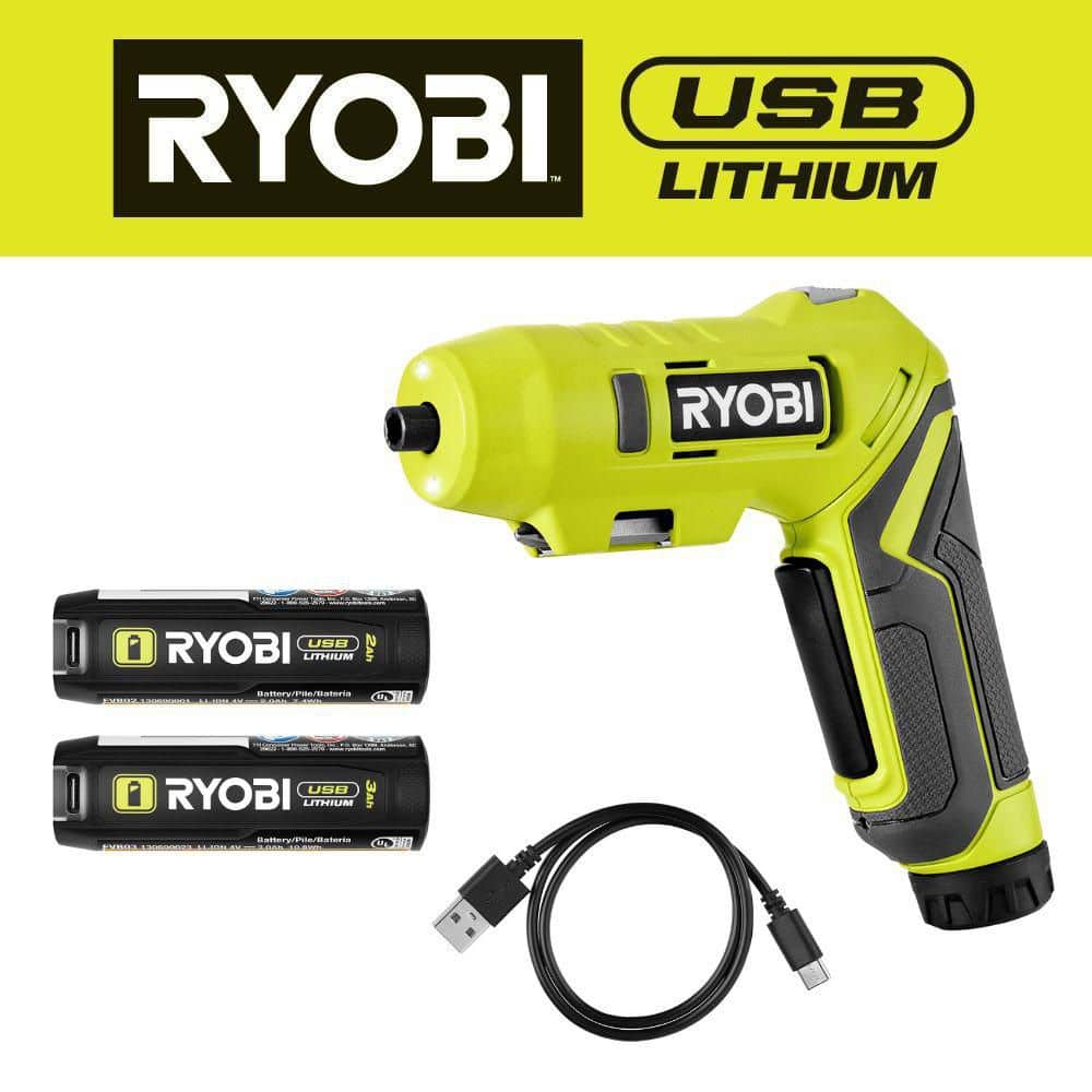 RYOBI USB Lithium Screwdriver Kit with 2.0 Ah USB Lithium Battery ...