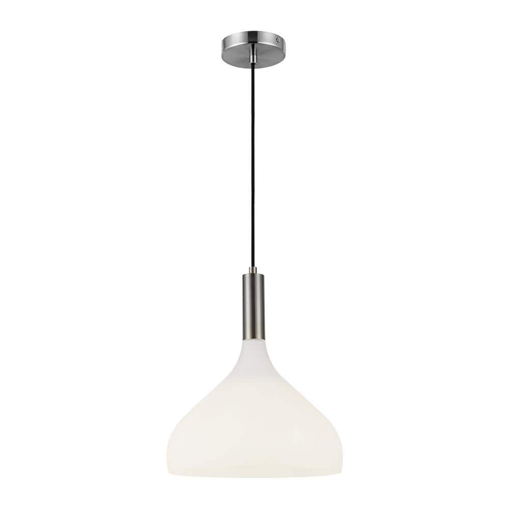 ALORA MOOD Belleview 12 in. 1 Light 60-Watt Brushed Nickel/Opal Glass ...