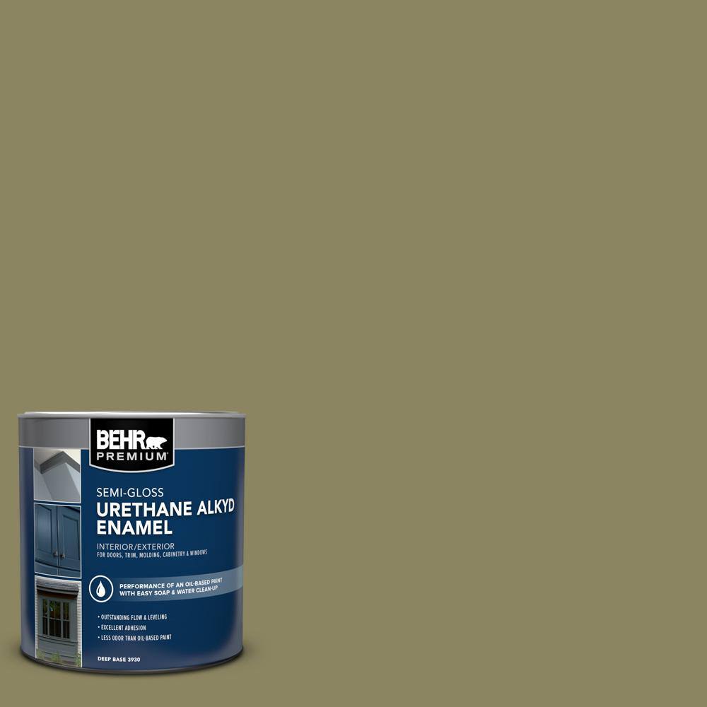 BEHR PREMIUM 1 qt. #S350-5 Green Scene Semi-Gloss Enamel Urethane Alkyd ...