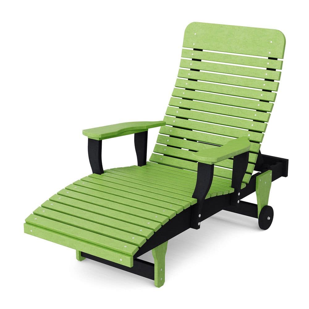 Wildridge Signature Lime Green and Black HDPE Plastic Outdoor Chaise ...
