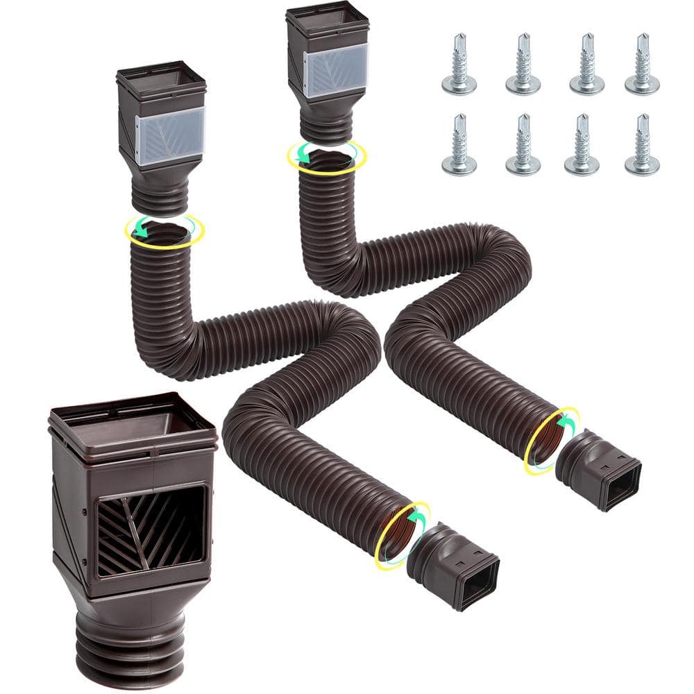 VEVOR Rain Gutter Downspout Extensions, 2-Pack Flexible Downspout ...