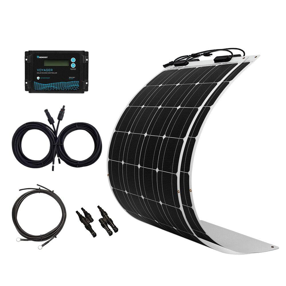 Renogy 200-Watt Flexible Monocrystalline Solar Panel Kit with 20 Amp ...