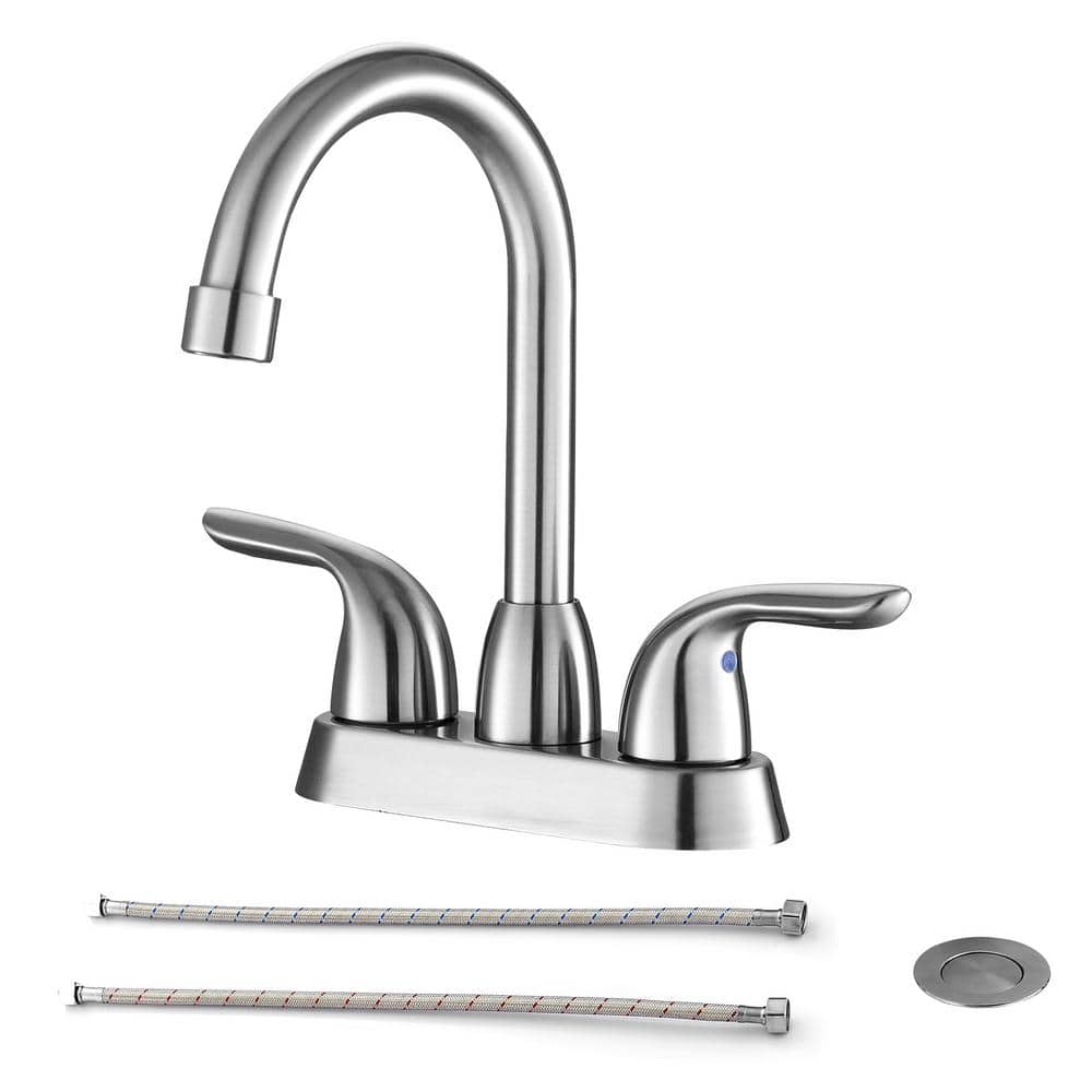FLG 4 in. Centerset Double-Handle High Arc Bathroom Faucet with Drain ...