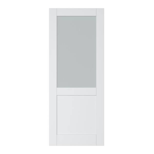 ARK DESIGN 32 in. x 96 in. 1/2 Lite Tempered Frosted Glass White Primed ...