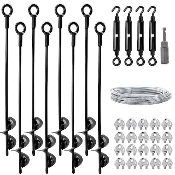 MOEPISY 8 Pack 18.8 in. Ground Anchors w/1/8 in. Galvanized Cable ...