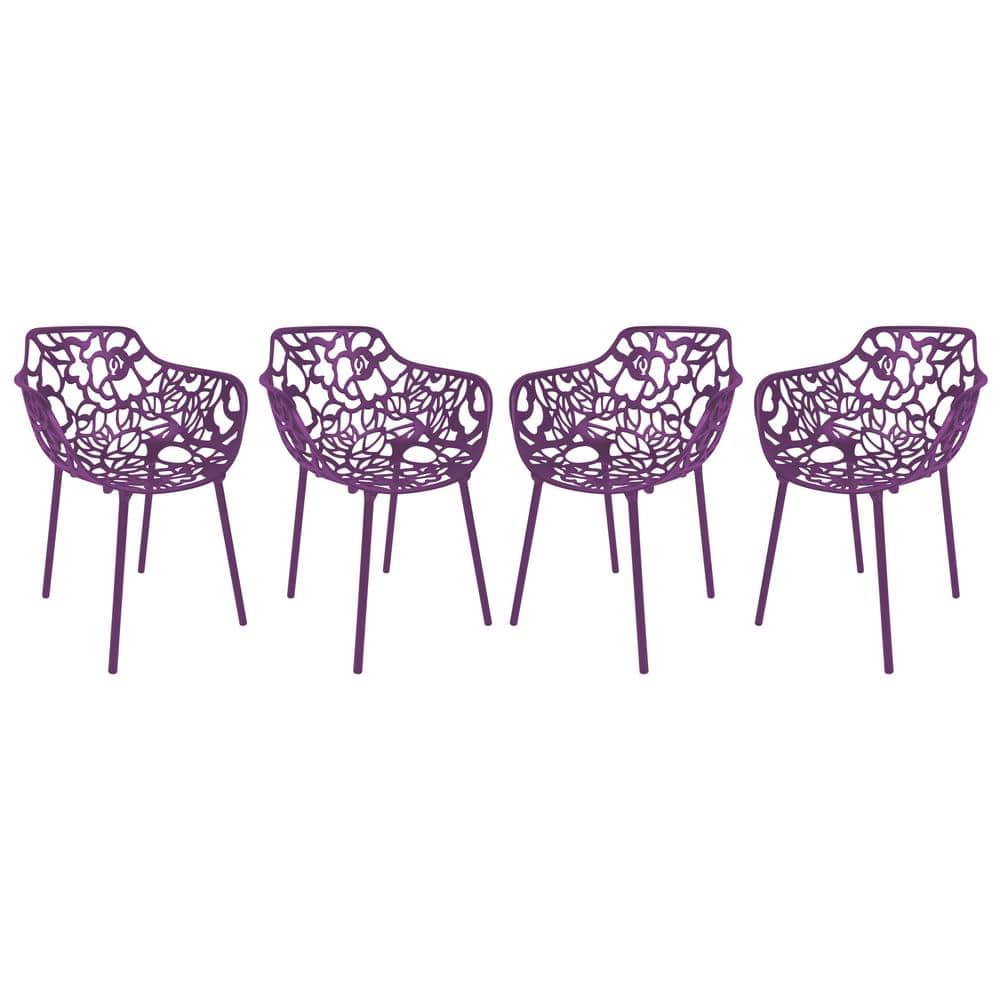 Leisuremod Devon Outdoor Dining Chair in Aluminum Modern Stackable ...