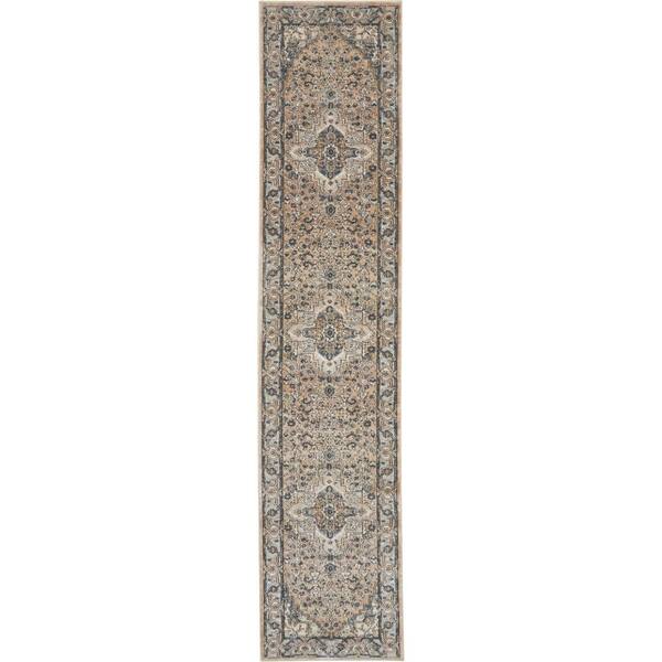 Nourison Concerto Beige/Gray 2 ft. x 10 ft. Vintage Kitchen Runner ...