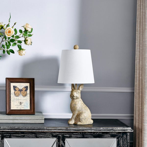 CRESTVIEW COLLECTION 19 in. Painted Novelty Table Lamp with White Linen ...
