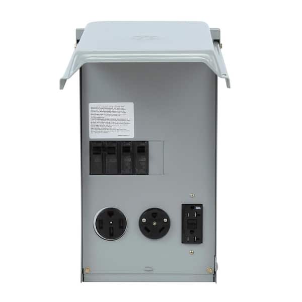GE RV Panel with 50 Amp and 30 AMP RV Receptacles and a 20 Amp GFCI ...
