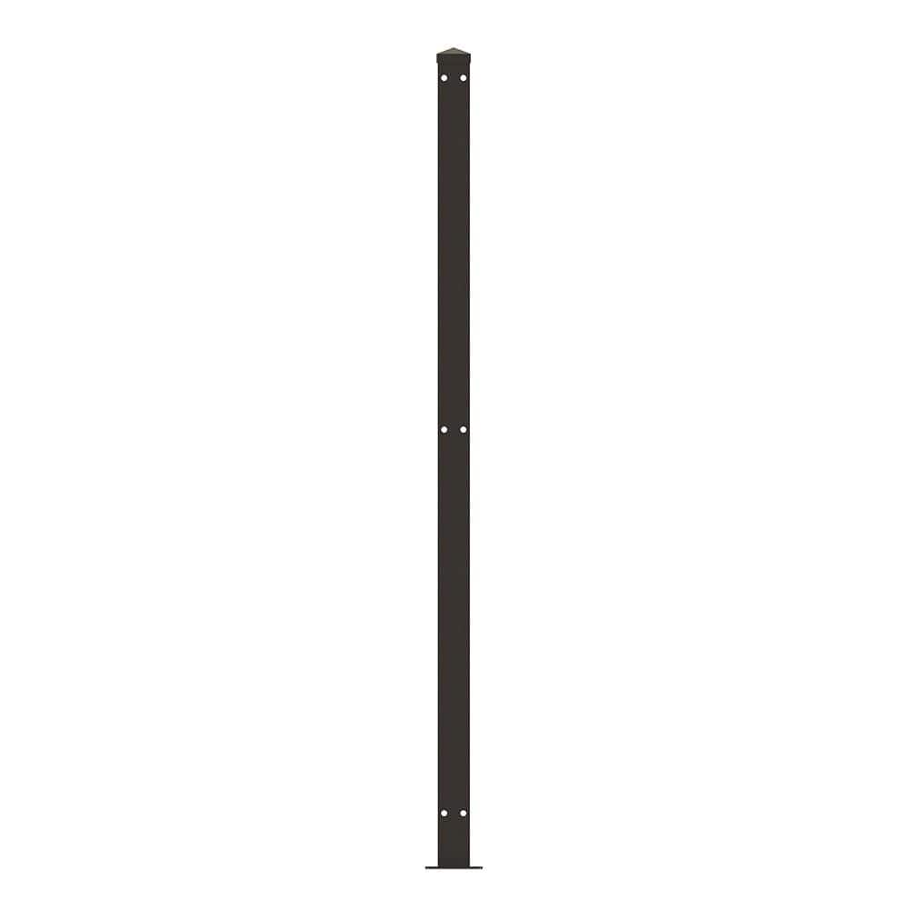 FORGERIGHT Deco Grid 2 in. x 2 in. x 50in. Black Steel Fence Line Post ...