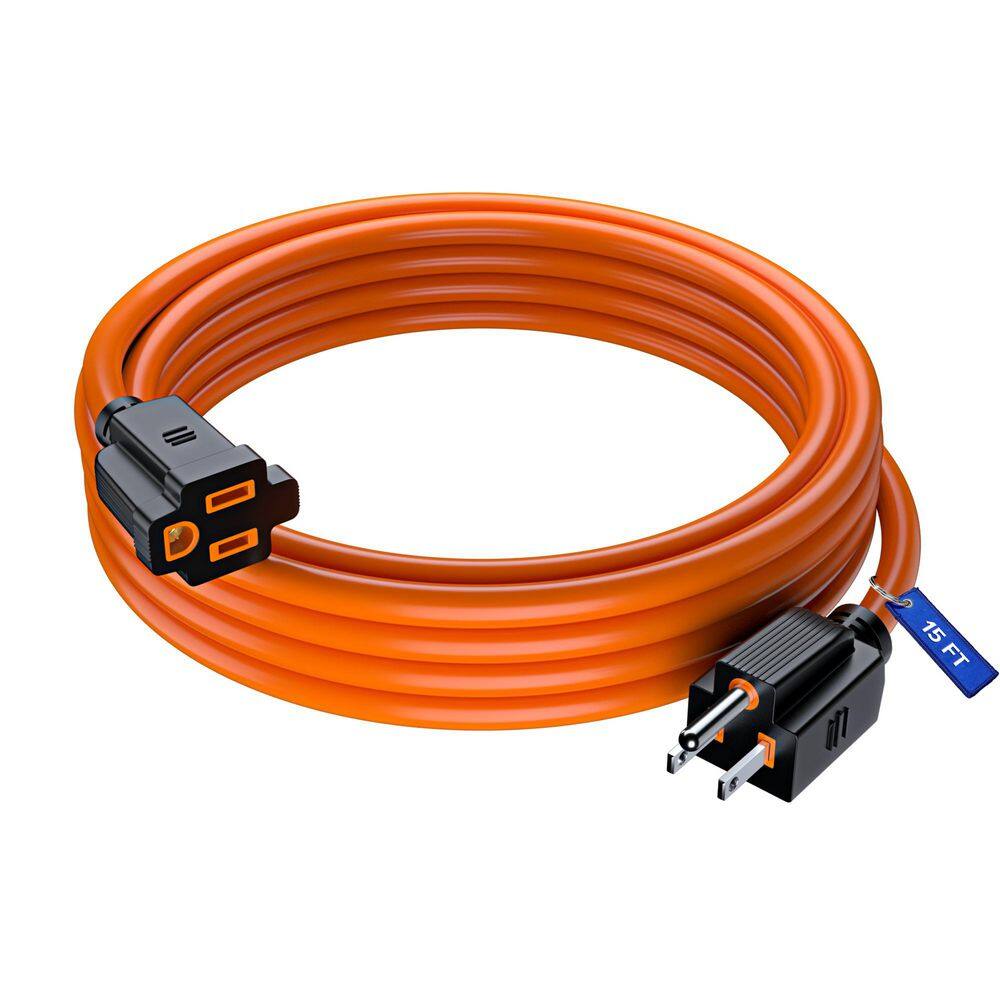 MAXIMM 15 ft. 16 / 3 Light Duty Indoor Extension Cord 13 Amps Orange ...