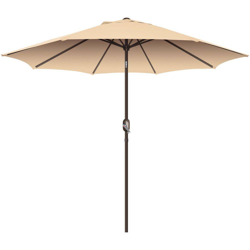 GARSING 9 ft. Steel Market Tilt Patio Umbrella in Tan with Crank Lift ...