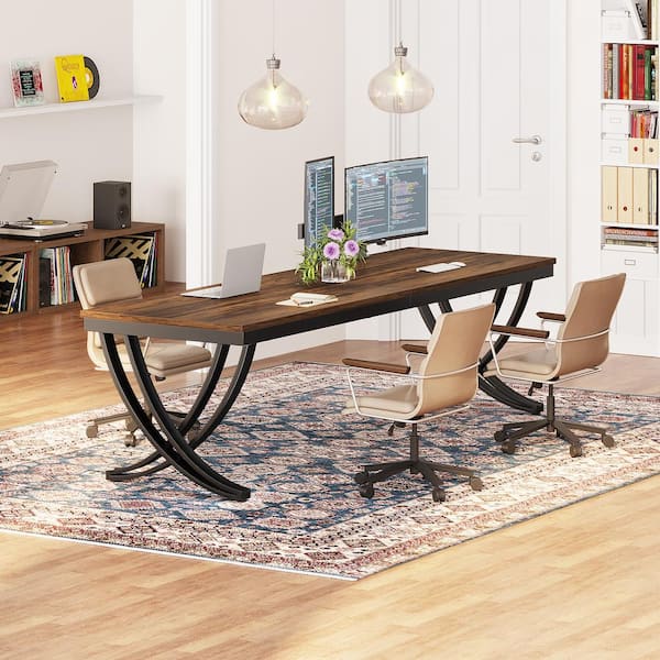 BYBLIGHT Moronia 78.7 2 Person Home Office Desk Work Desk Large Double Computer Desk Long Desk with Stylish Legs BB RY0068HYOF The Home Depot