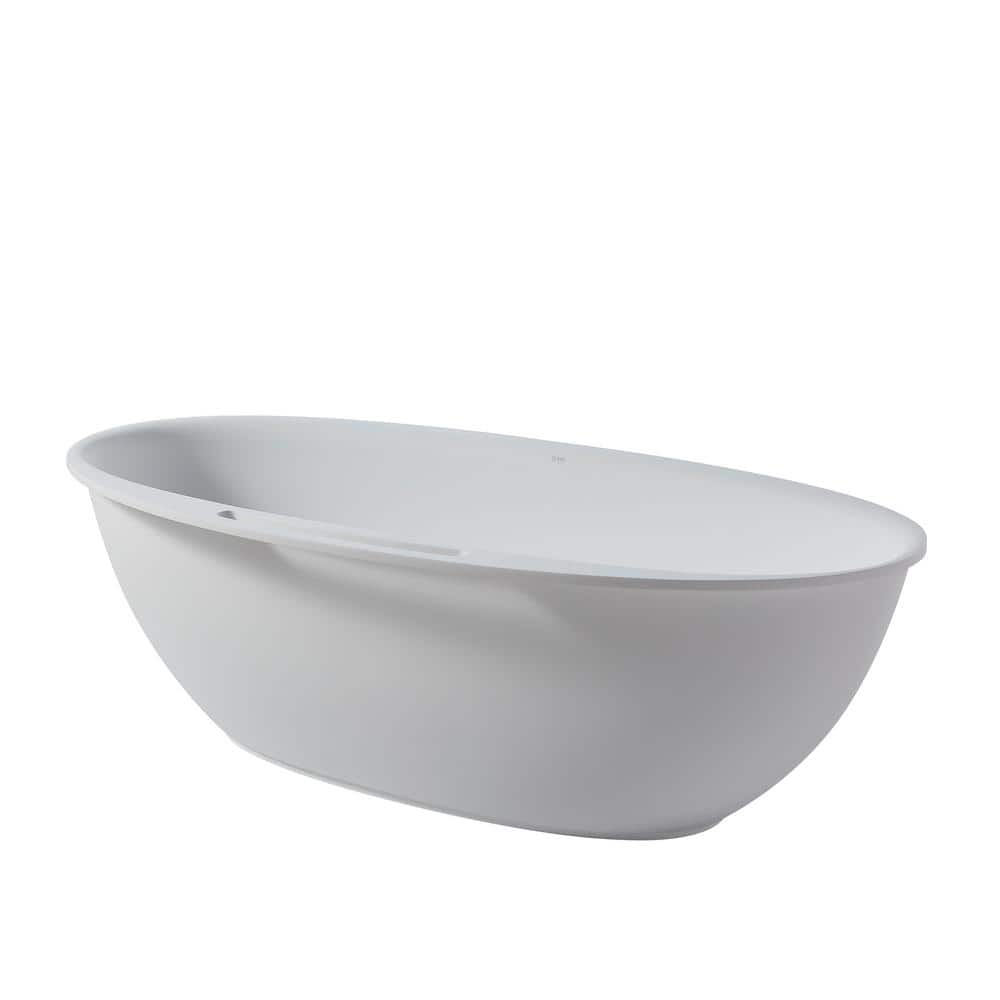 Dimakai 67 in. x 33 in. Solid Surface Freestanding Soaking Bathtub in ...