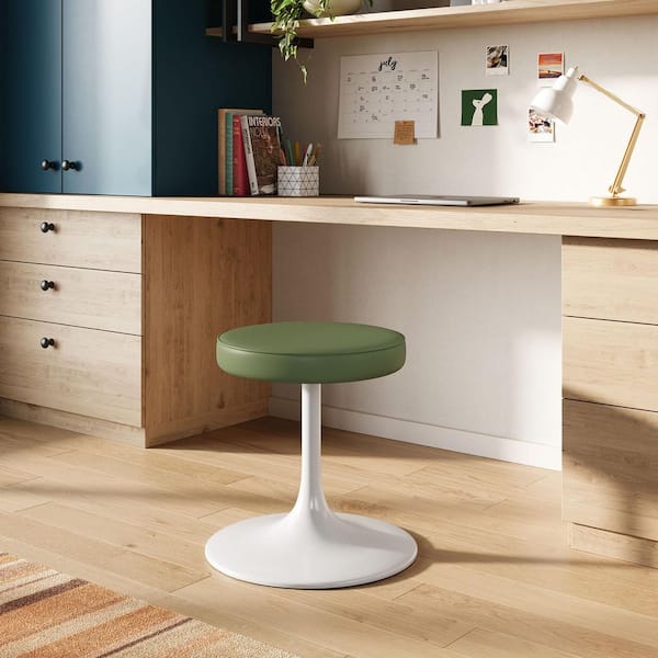 MODWAY Lippa 18 Inch Faux Leather Stool in Leaf-Vegan Leather Sitting ...