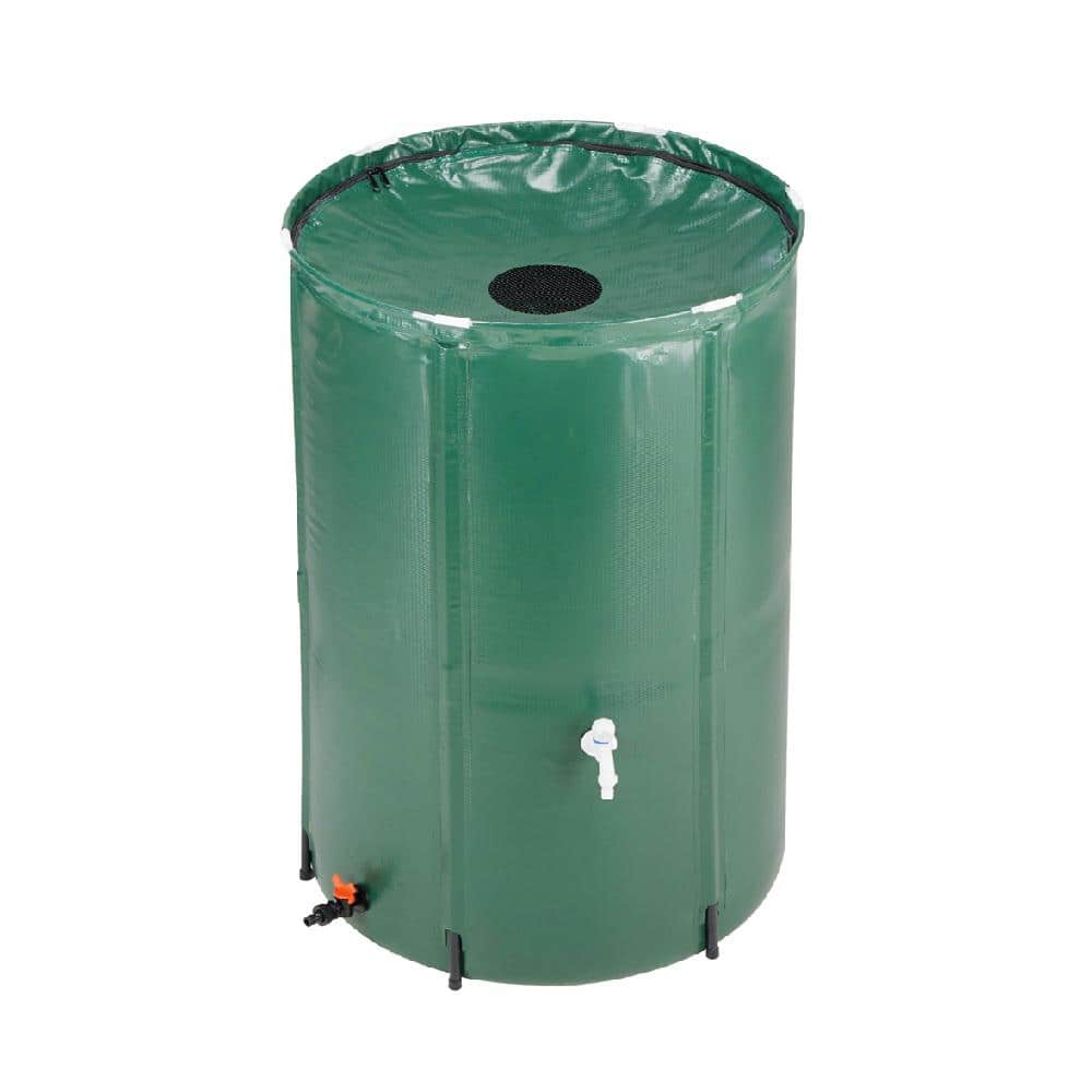Misopily 100 gal. Green PVC Foldable Rain Barrel with Screen Cover and ...