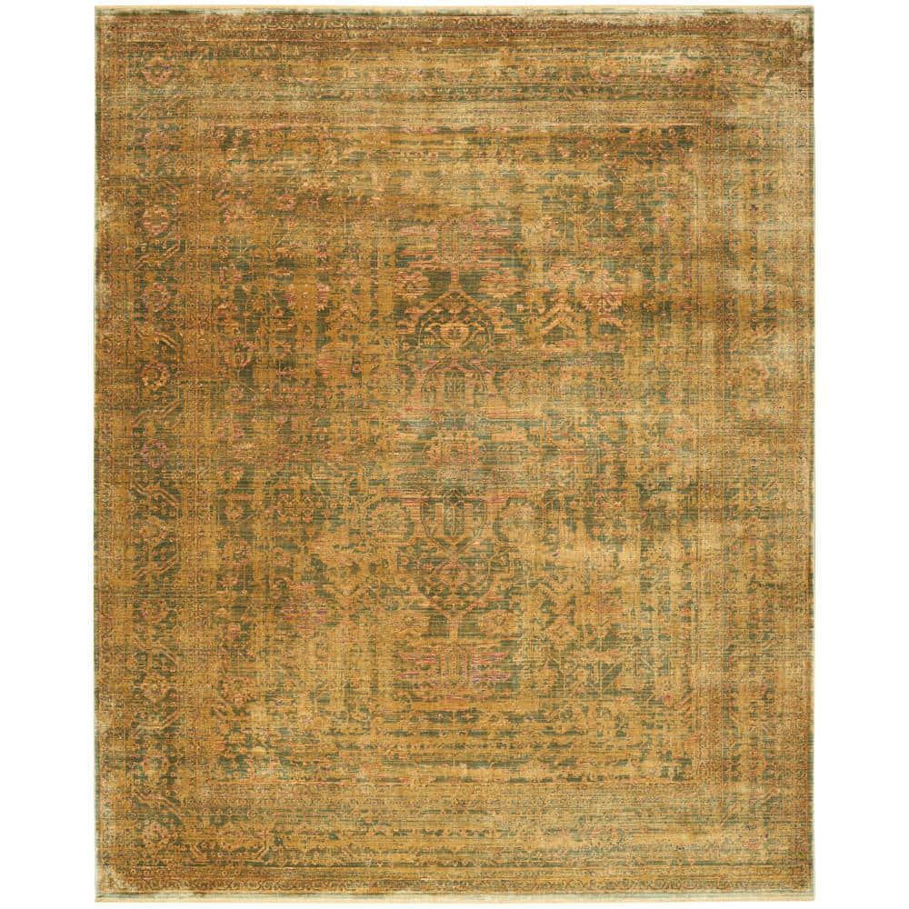 Nourison Luxurious Olive 8 ft. x 10 ft. Distressed Traditional Area Rug ...