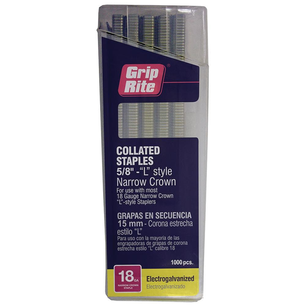 Grip-Rite 1/4 in. x 5/8 in. 18-Gauge Adhesive Collated ...