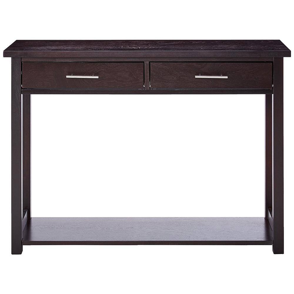 InRoom Designs 42 in. Espresso Standard Rectangle Wood Console Table ...