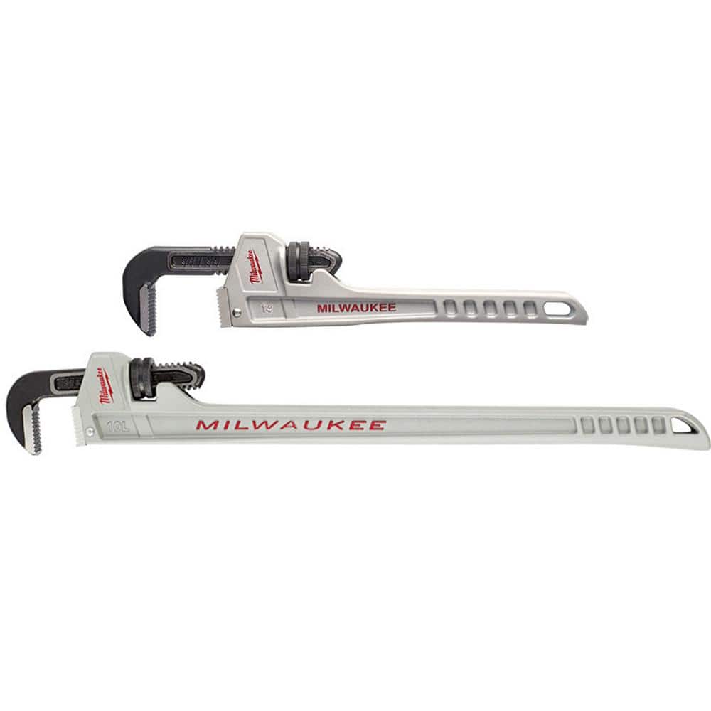 Milwaukee 10 in. Long and 14 in. Aluminum Pipe Wrench with Power Length ...