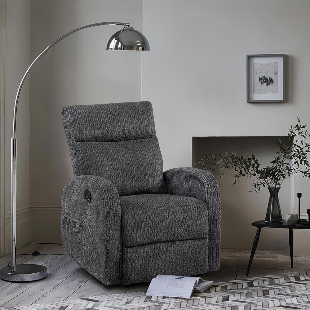 Lazzara Glendale Dark Gray Microfiber Manual Recliner 9147FDG-1 - The ...