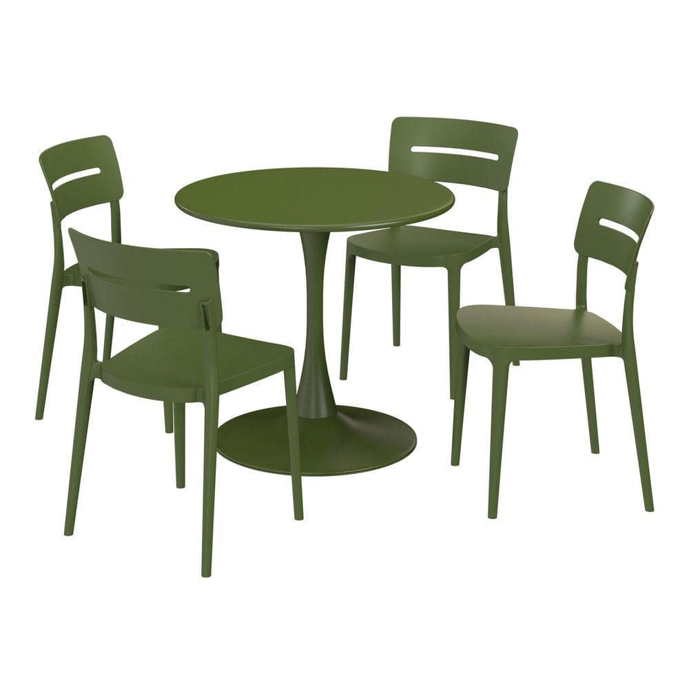 WESTIN OUTDOOR Frond and Form Outdoor Patio Modern 5-Piece Round HDPE ...