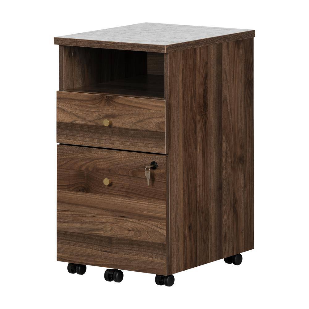 South Shore Talie Natural Walnut Decorative Vertical File Cabinet with ...