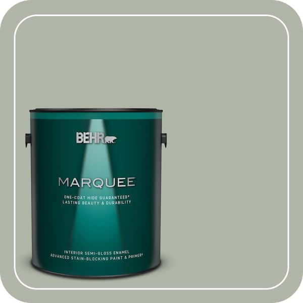 BEHR MARQUEE 1 gal. #ICC-56 Green Tea Semi-Gloss Enamel Interior Paint ...
