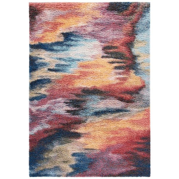 SAFAVIEH Calista 3 ft. x 5 ft. Red/Blue Abstract Multicolor Area Rug ...